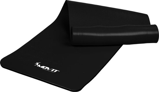MOVIT® Yogamat 190 x 100 x 1,5 cm - Yoga Mat - Met Draagriem - Zwart | bol