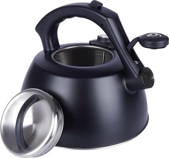 Waterketel, waterketel, fluitketel, roestvrij staal, zwart, 2.5 l | bol