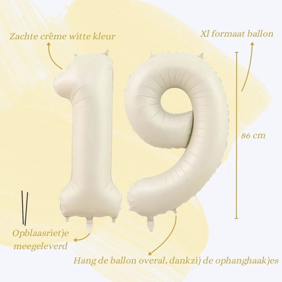 Cijfer Ballonnen Ballon Cijfer 19 Verjaardag Versiering Feest Helium ...