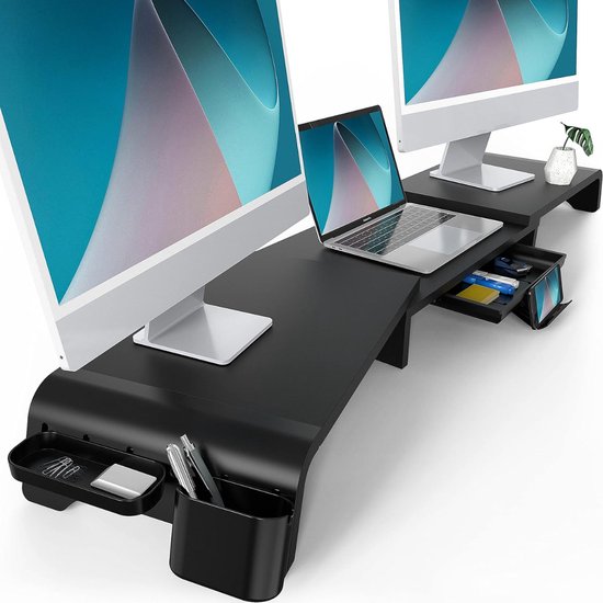 Houten Monitorverhoger - Monitorstandaard - 1 Stuk - 119 X 23,5 X 8,9 ...