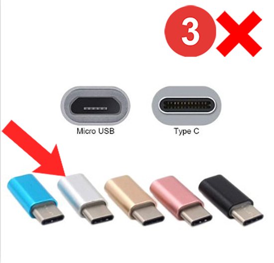 Micro-USB naar USB-C adapter - Zilver - 3 Stuks | bol