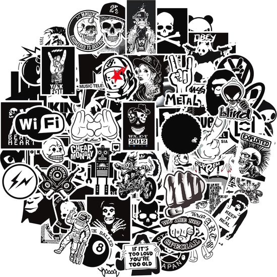 MixMart Stijlvolle monochrome sticker set, 100 stuks, duurzame ...