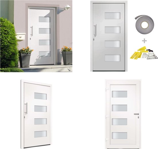 vidaXL Voordeur 100x210 cm aluminium en PVC wit - Toegangsdeur ...