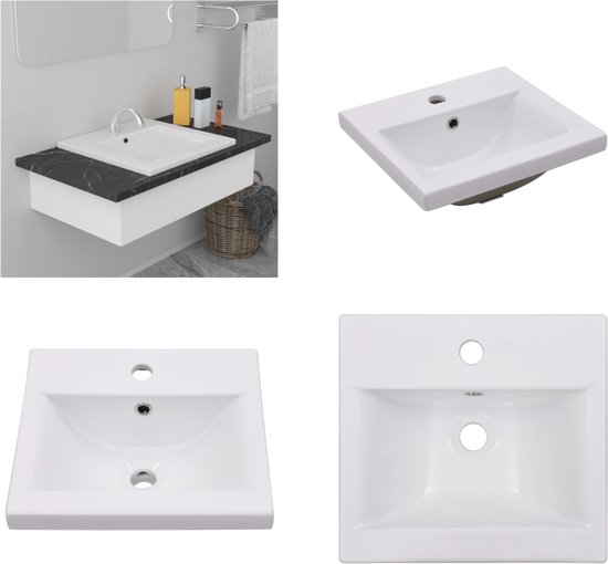 vidaXL Inbouwwastafel 42x39x18 cm keramiek wit - Gootsteen - Gootstenen ...