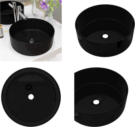 vidaXL Wastafel rond 40x15 cm keramiek zwart - Wastafel - Wastafels ...
