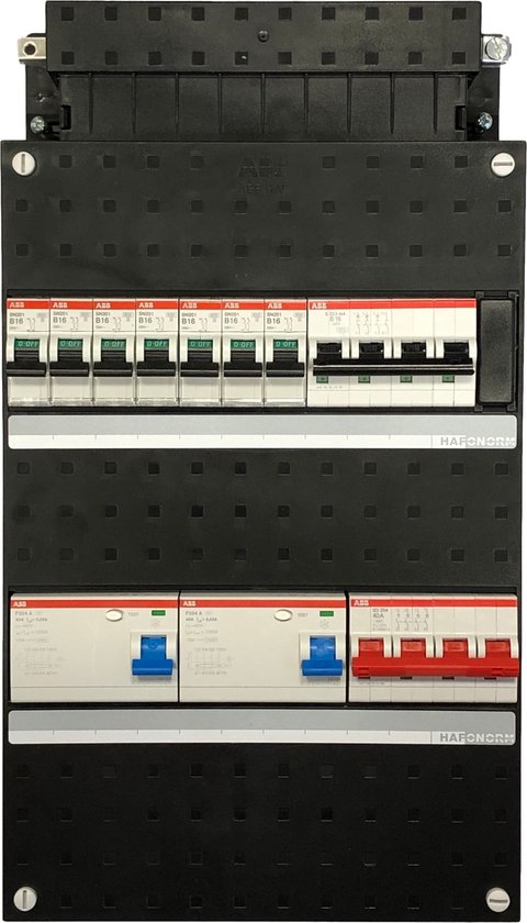 ABB groepenkast 7 groepen, 2 aardlekschakelaars, 1 kookgroep 3P+N, 1 ...