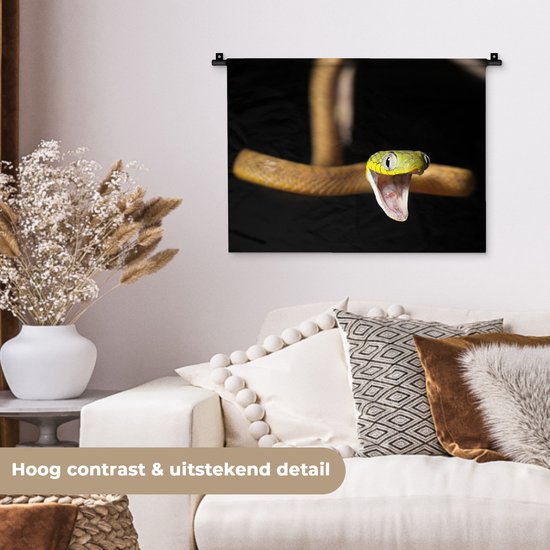 Wandkleed - Wanddoek - Slang - Dier - Zwart - 60x45 cm - Wandtapijt | bol