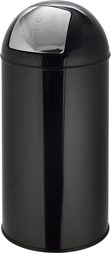 Prullenbak - 35L - Zwart - Plaatstaal - Push | bol