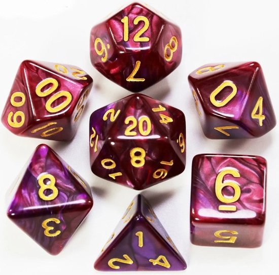 D&D dobbelstenen set - DnD dobbelstenen - Paars Rood - Dungeons and ...