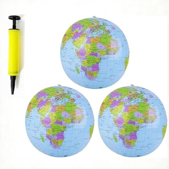 Interactieve opblaasbare wereldbol - Set van 3 stuks | bol