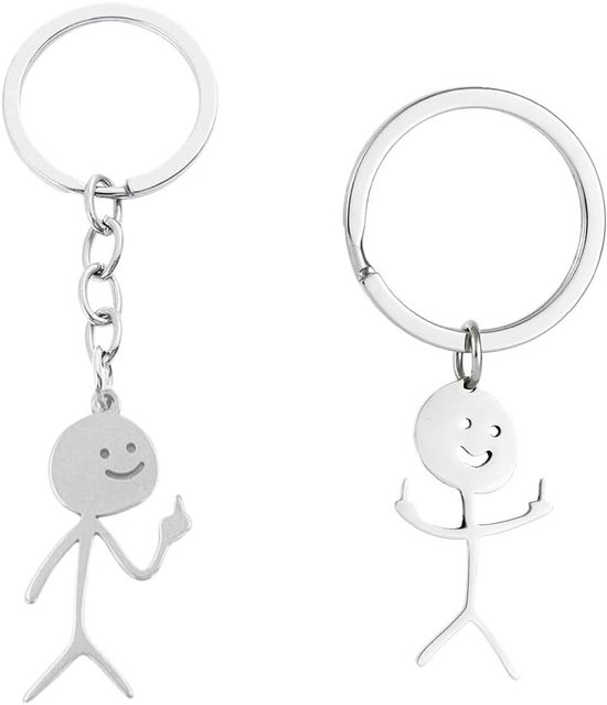 Set of 2 Funny Keychains with Smiley Face and Drawing Language ...