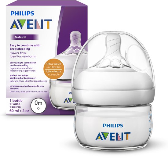 Philips Avent Natural babyfles - langzame flow - 60ml - SCF039/17 | bol