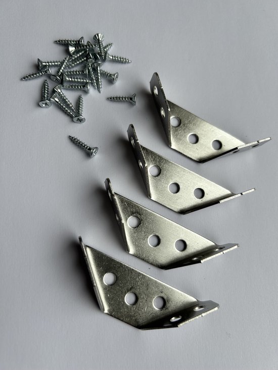 4 stuks metalen Hoekbeugel - Hoeksteunen - Versterkingshoek - incl. 20 ...
