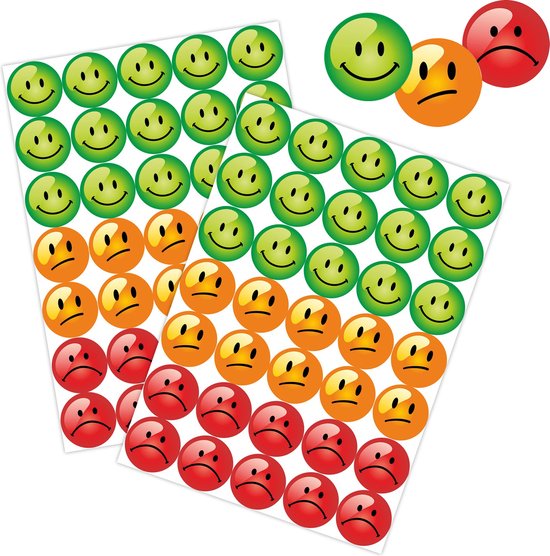 Grote Smiley Beloningsstickers - Stickervellen - Groen, Oranje, Rood ...