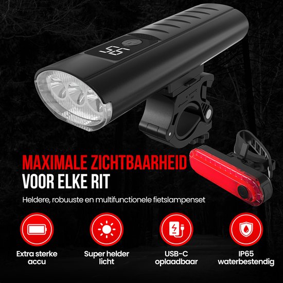Strex Fietsverlichting Set LED 1600 lumen - Fietslamp Voorlicht ...