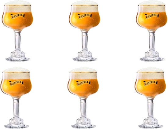 6x Kasteel Bierglas - 25cl - Origineel glas van de brouwerij - Glas op voet | bol