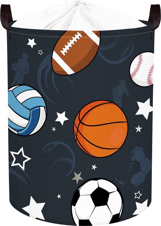 Grote blauwe sportbal voor kinderen - opbergmand voor kinderkamer - 63 ...
