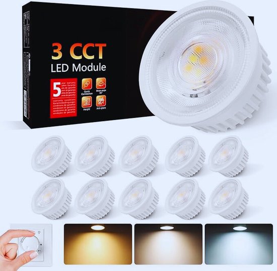Set Van 10 Dimbare 3CCT LED-Modules 230V- Ultraplat 50x23mm Voor ...