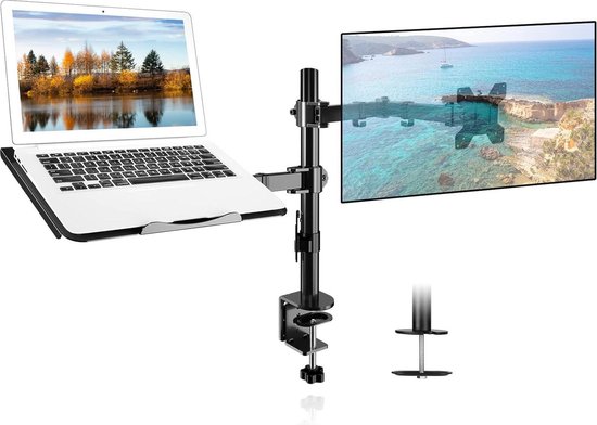 Monitorstandaard met Laptoplade - Dubbele Schermen 13-27 inch & 15.6 ...