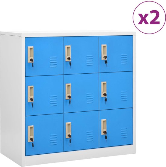 vidaXL Lockerkasten - 90x45x92,5 cm - Staal - 2 stuks Locker Kast ...