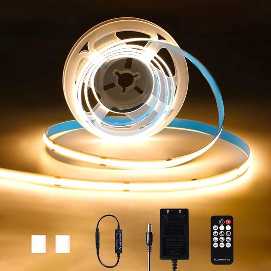 LED strip - Warmwit - 2 m - 640 leds - COB strip - 3000 K - Dimbaar ...