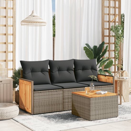 vidaXL 4-delige Loungeset Poly Rattan Grijs | bol