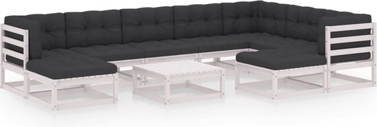 vidaXL Loungeset - 10-delig - Grenenhout - Wit | bol