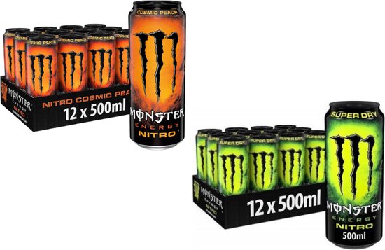 Monster Nitro Super Dry, Monster Nitro Cosmic Peach 24x 500 ml ...