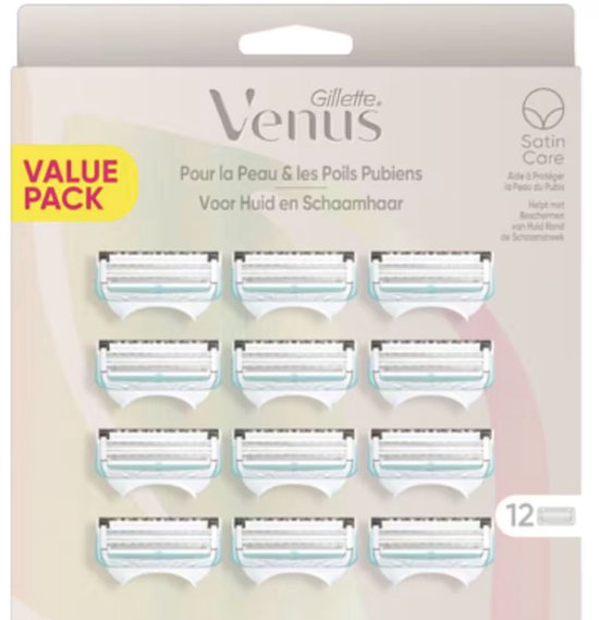 Gillette Venus Scheermesjes voor Huid En Schaamhaar - 12 Navulmesjes | bol