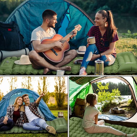 Camping isomat, zelfopblazend, 200 x 69 x 10 cm, opblaasbaar luchtbed ...