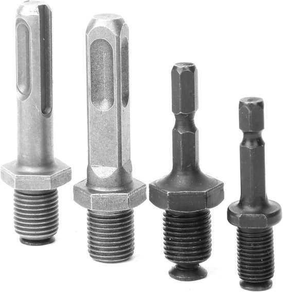 4 Stuks Boorkop Adapterset - Vierkante Zeskant Ronde Schacht Adapter ...