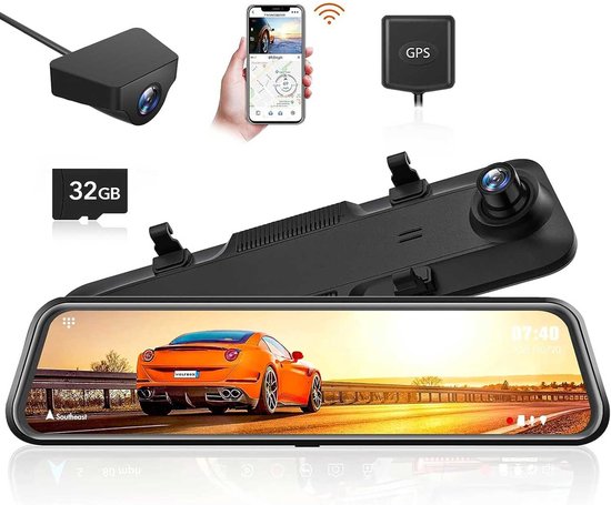 Wolfbox G840H 2K Wifi Gps 32gb Mirror dashcam - Parkeermodus - 12,0 ...