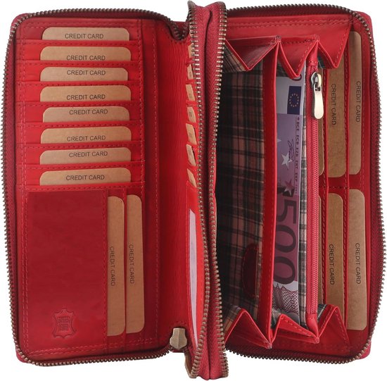 Dames portemonnee echt leer XXL met RFID-bescherming - Groot formaat ...