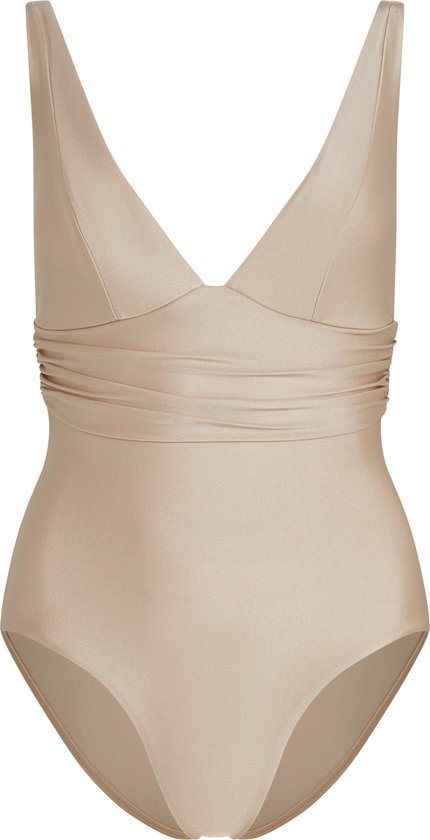 Hunkemöller Dames Badmode Badpak Shaping Luxe - Beige - maat 36 | bol