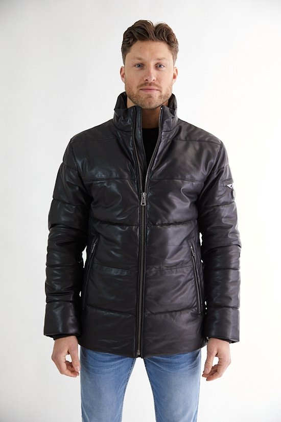Donders 1860 Leren Jack - Modern Fit - Zwart - 56 | bol