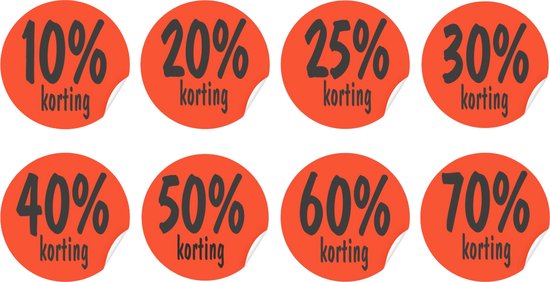 Sticker Set "Kortingspercentages" - Etiketten - 8 Rollen - Korting ...