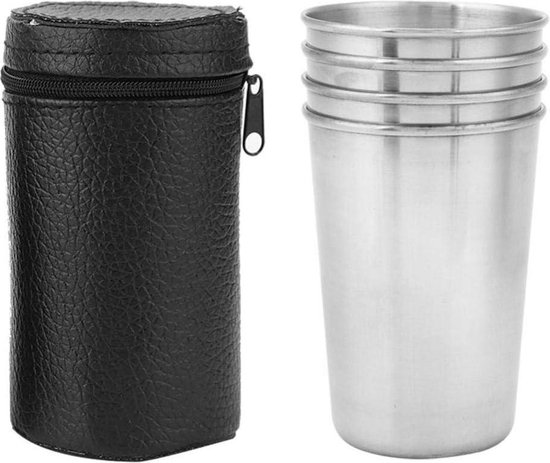 Metal Drinking Cups - 4 Piece Food Grade Stainless Steel Cups for ...