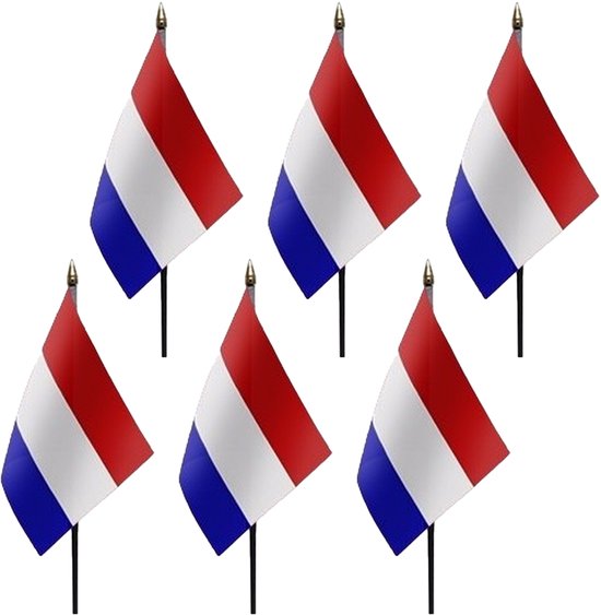 Nederland - 6x - mini vlaggetje van 10 x 15 cm op stokje - Landen vlag ...