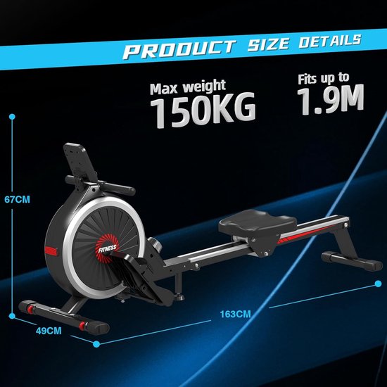 Magnetische roeimachine - Roeiapparaat voor oefeningen - met LED ...