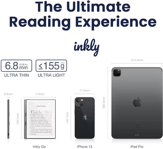 Inkly Go - Basic Compacte 6 inch E-reader (32GB) - Inclusief Case/Cover ...