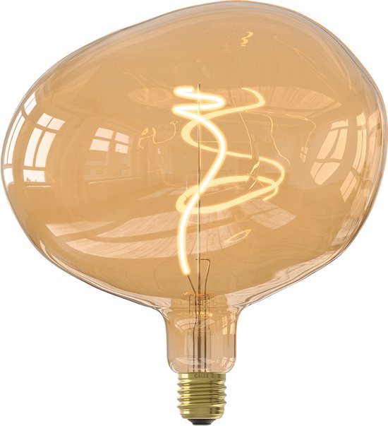 Calex Cobble LED Lamp XXL - E27 - Filament - Goud - Warm Wit Licht - Dimbaar | bol