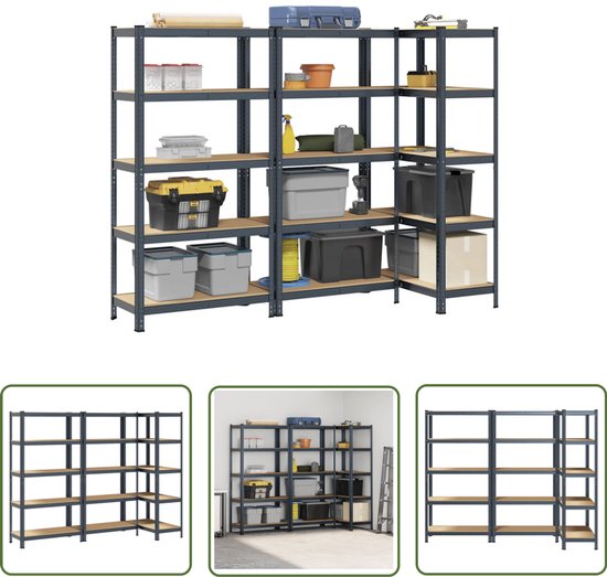 vidaXL Opbergrekken - 5-laags - 3 stuks - Antraciet | bol