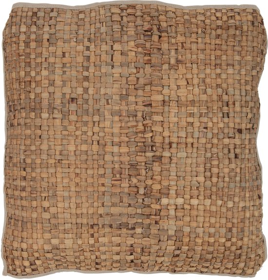 J-Line kussen Vierkant 1 Zijkant - riet/textiel - naturel - large | bol