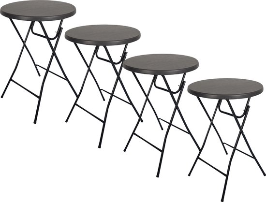 BRASQ Statafel Set van 4 Zwart ø80 x 110 cm - Bartafel - Vouwtafel - Inklapbaar van... | bol