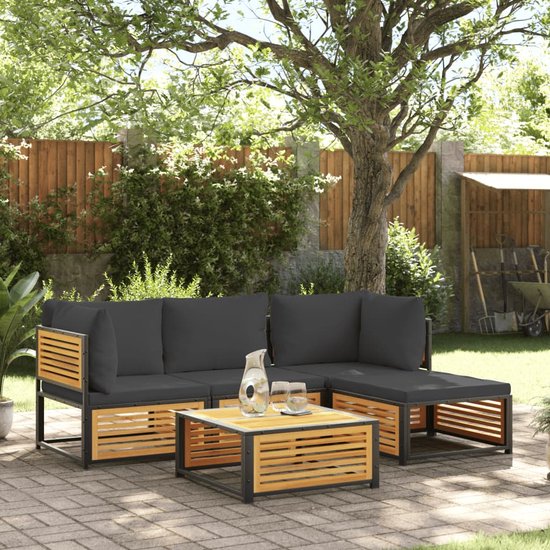 vidaXL 5-delige Loungeset - Massief Acaciahout Tuinmeubels - Lounge Set ...