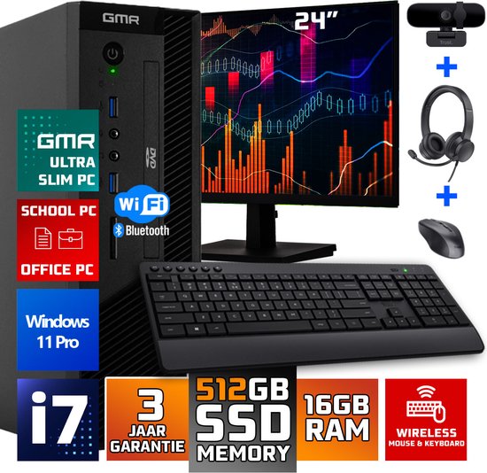 GMR Slim i7 Office PC SET Premium - Business Office Computer | 16 GB ...