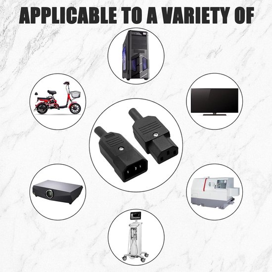 IEC 320 C14 naar C13 stroomaansluiting - 6 stuks, AC 250 V, zwart,... | bol