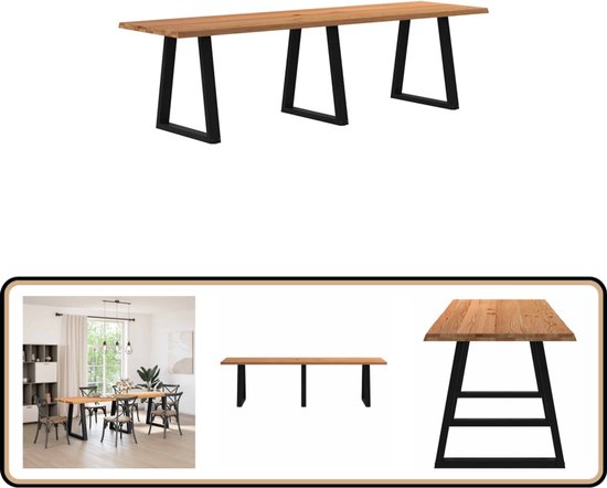 vidaXL Eettafel 280x80 cm Massief Eikenhout Eetkamertafel - Eikenhouten ...