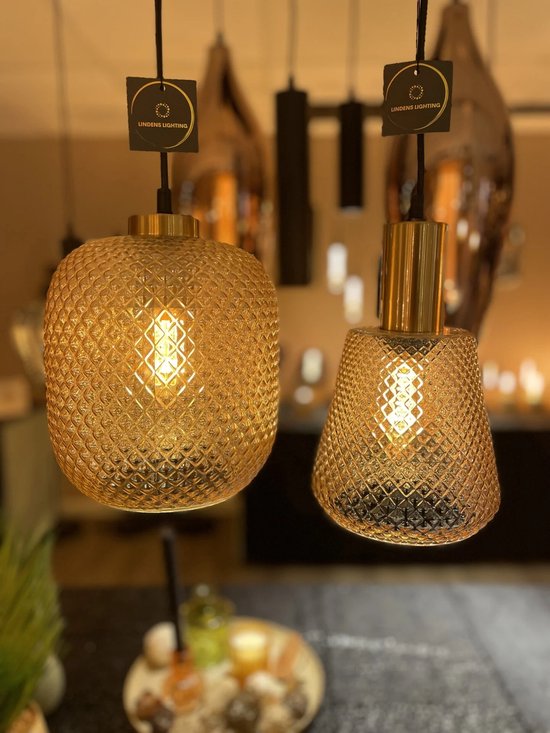 Hanglamp Lidewij - Woonkamer - Dimbaar- Amber - Ø 15cm - Eetkamer - Keuken - Hal -... | bol