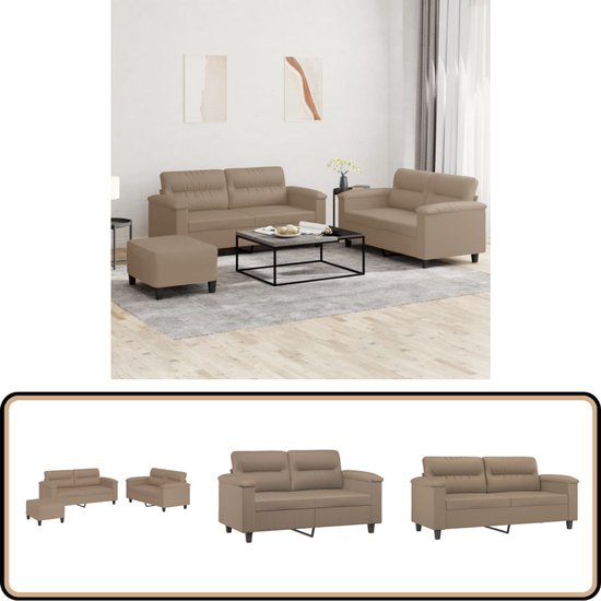 vidaXL Loungeset - 3-delig - Kunstleer - Cappuccino Loungeset - Bruine ...